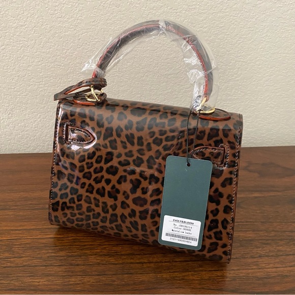 Evoly & Bloom | Bags | Evoly Bloom 22 Patent Leather Leopard Animal ...